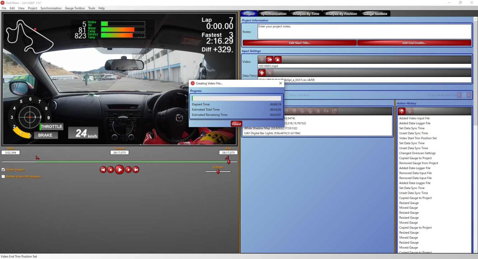DashWareを使ってロガーデータを車載映像に合成する方法 | Jacking Uping